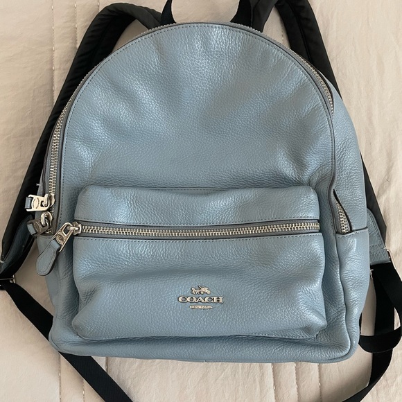 Coach | Bags | Coach Sky Blue Leather Backpack | Poshmark